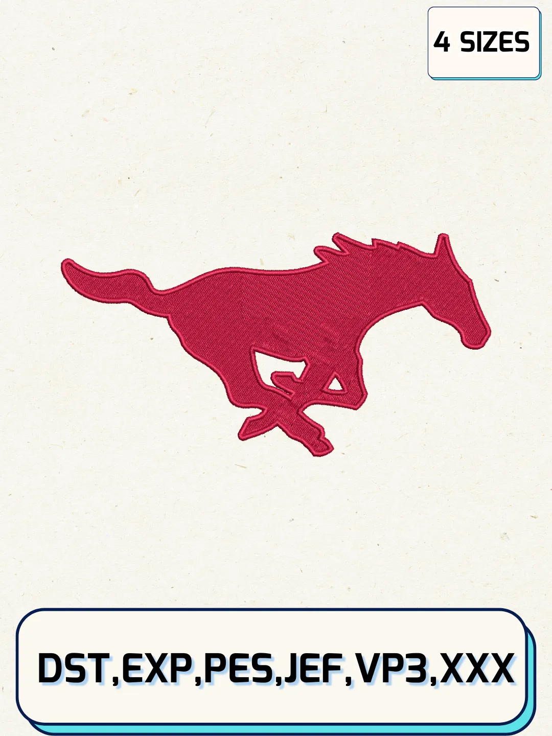 SMU Mustangs Logos Embroidery Design Files, NCAA Logos Embroidery ...