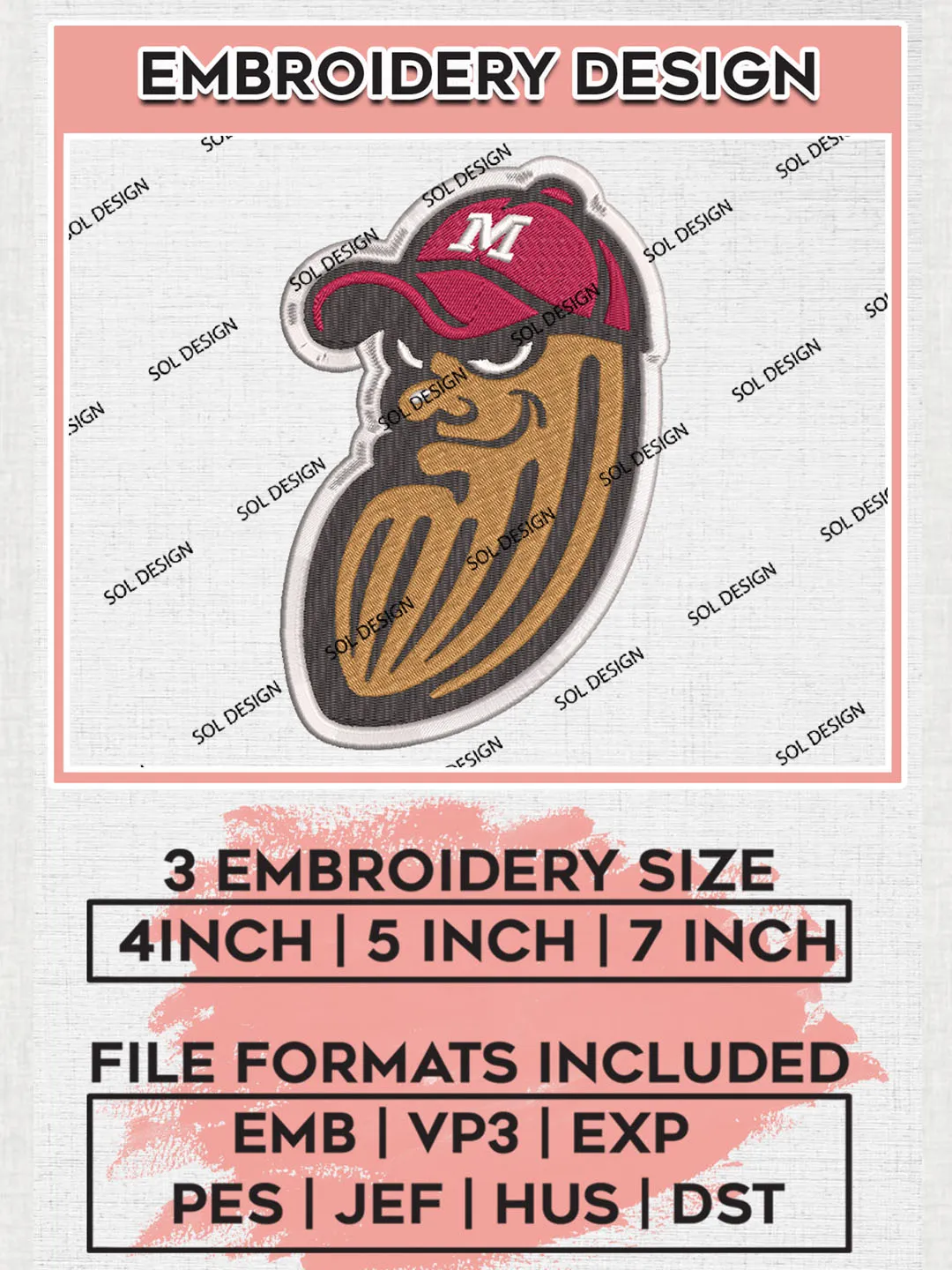 MiLB Modesto Nuts Embroidery Design Files, MiLB Modesto Nuts Logo ...