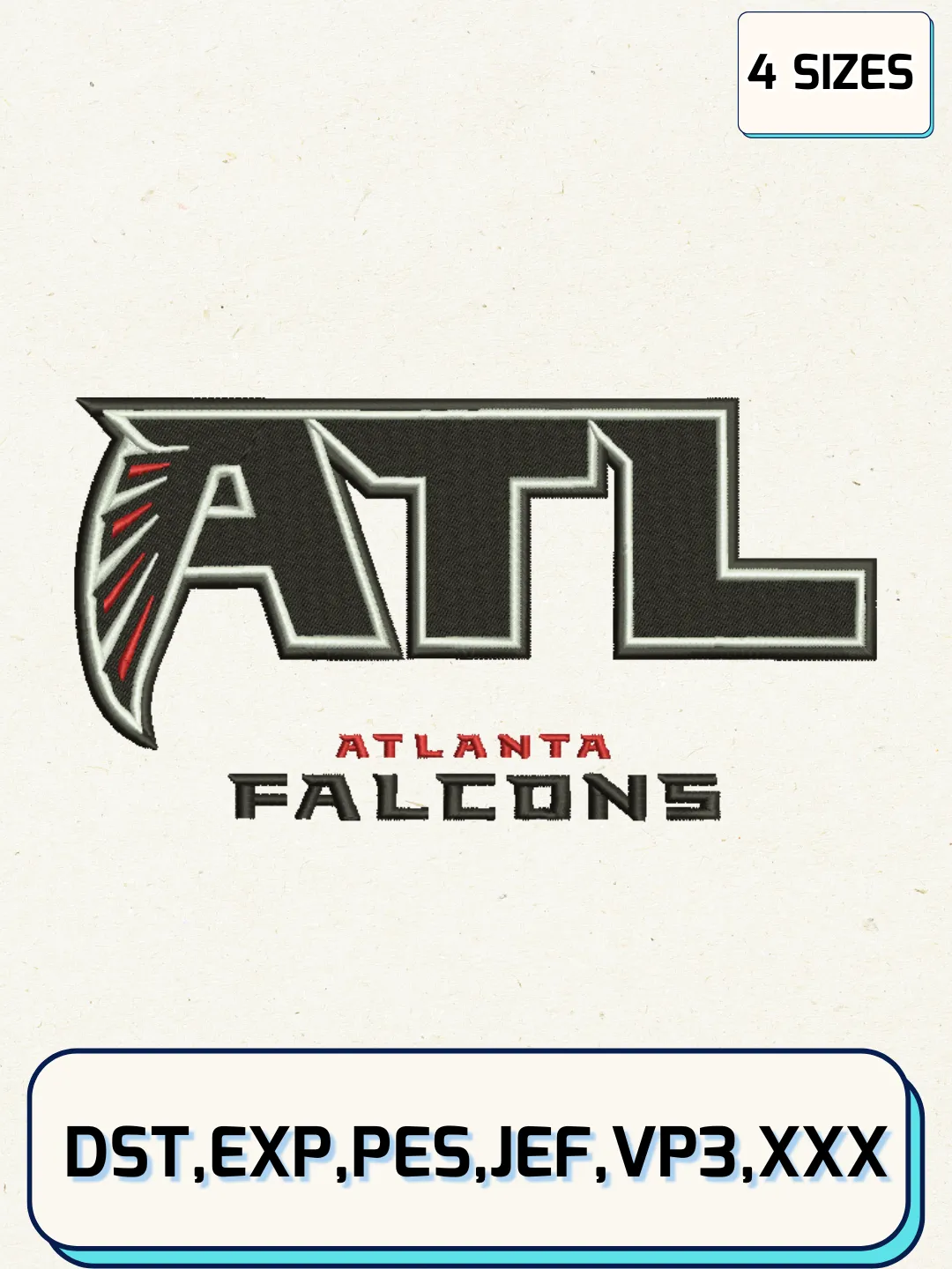 Atlanta Falcons Football Embroidery Design Files, NFL Logos Embroidery ...