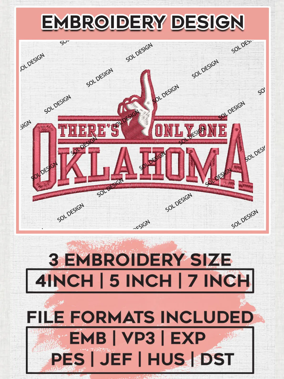 NCAA There's Only One Oklahoma Team Logo Embroidery Design Files, NCAA ...