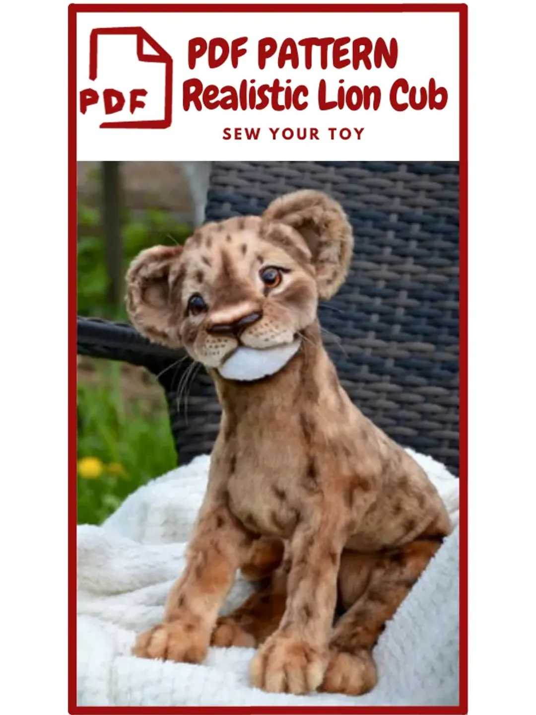 SEW PATTERN Lion Cub Simba -Collectible Toy-Posing Toy-Lion Cub Toy ...