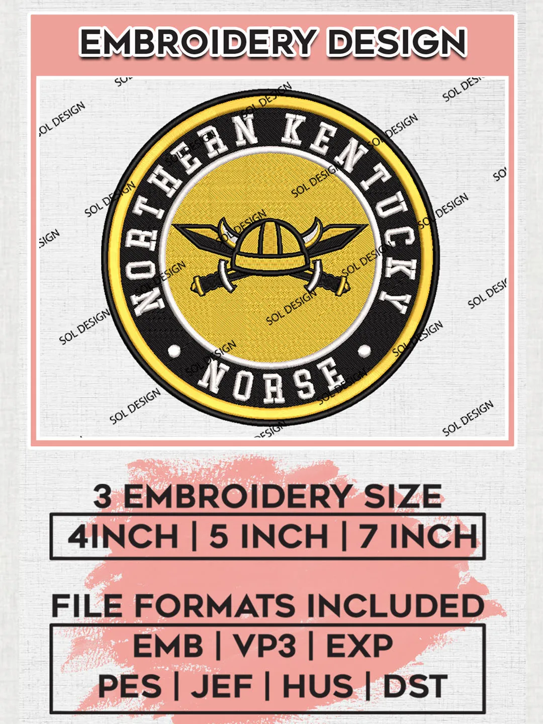 NCAA Northern Kentucky Norse Round Logo Embroidery, NCAA Northern ...