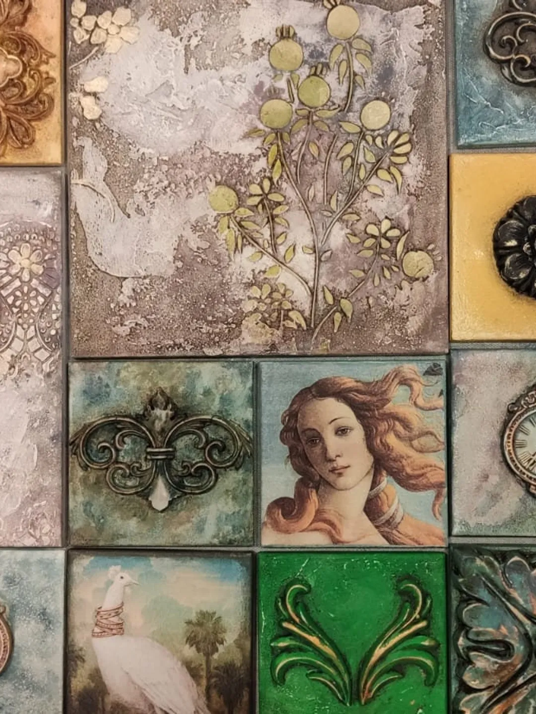 Tile with Art Nouveau cameo volumetric element, Decorative Tiles , Chic ...