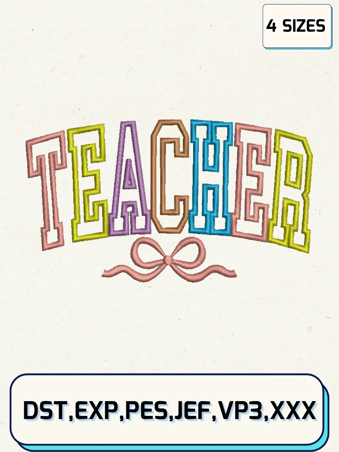 Teacher Embroidery Design Files, Teacher's Day Logos Embroidery Designs ...