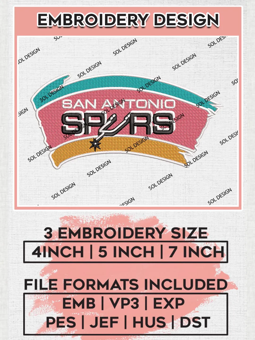 NBA San Antonio Spurs Logo Embroidery Files, NBA Logo Embroidery Files ...