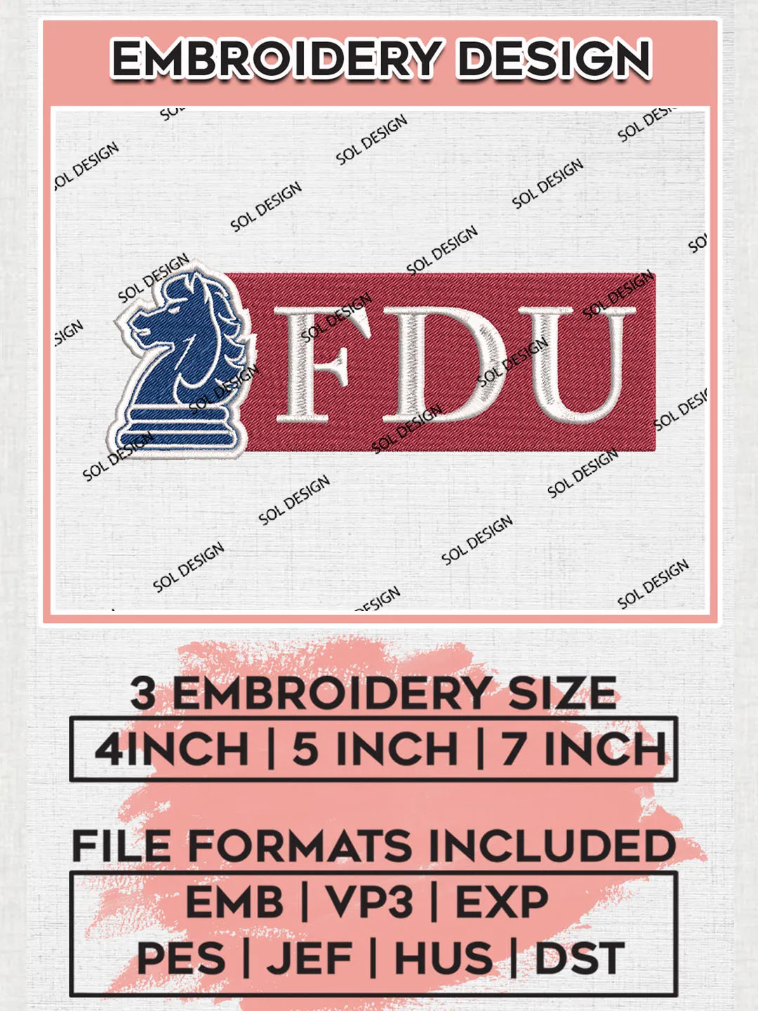 FDU Knights NCAA College Football Team Logo Embroidery Design Files ...