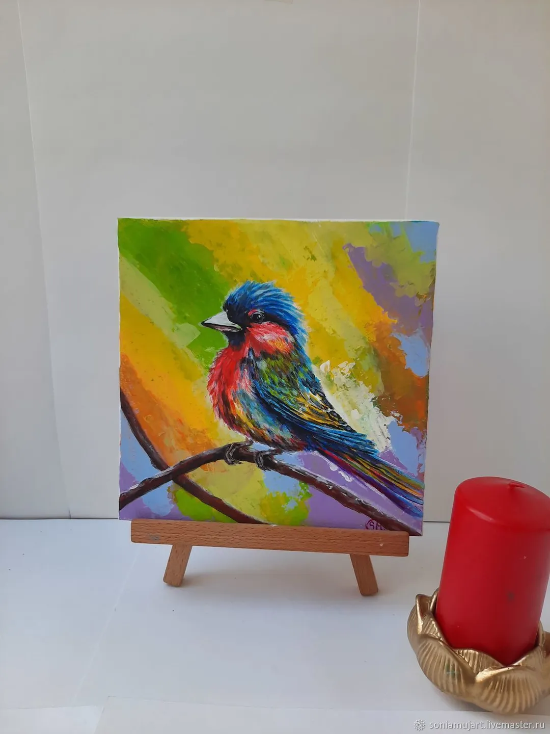 Acrylic Painting on Flying Eagle: Bold Bird Art in Impasto Style