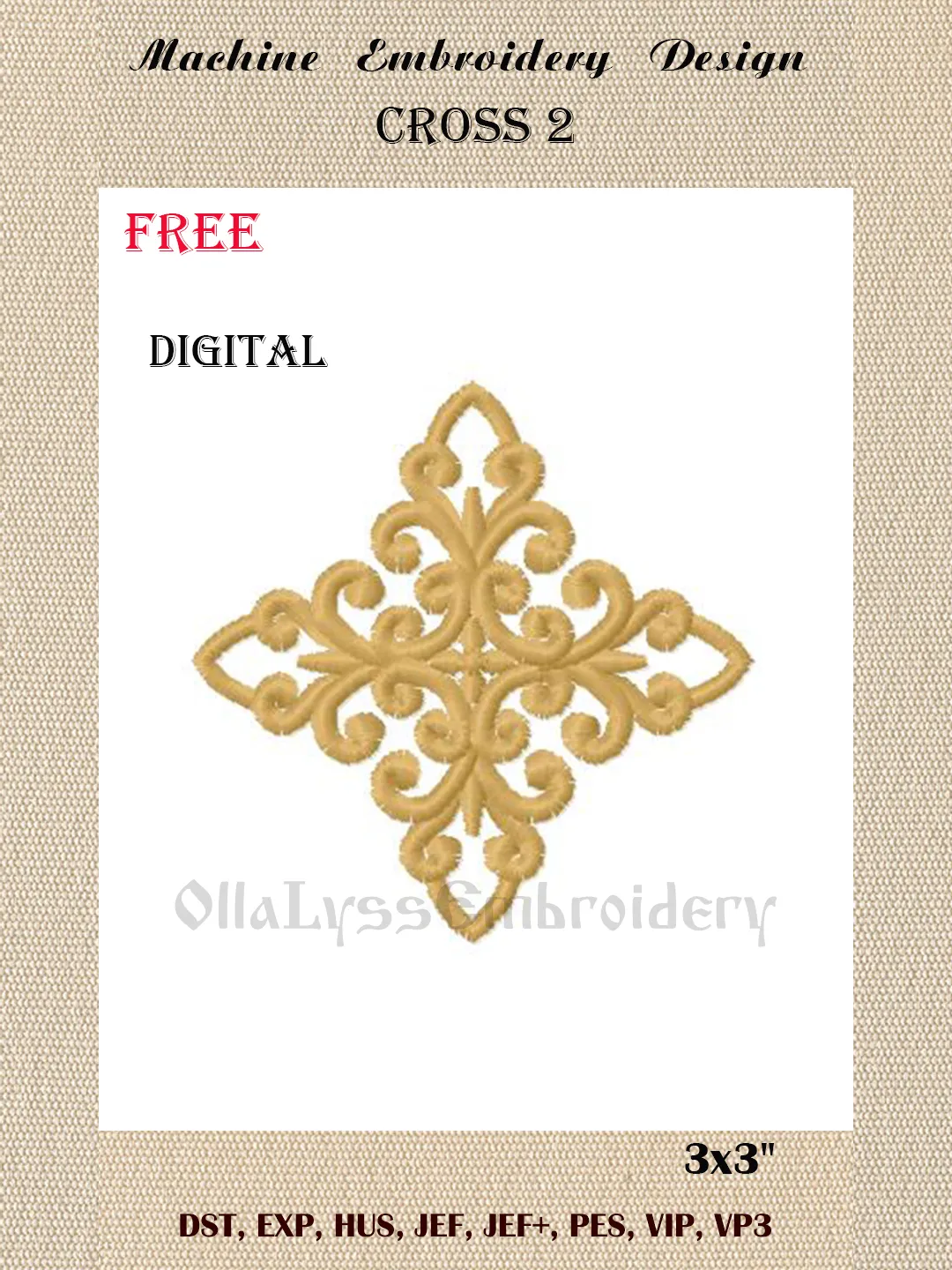 Cross 2 free embroidery design