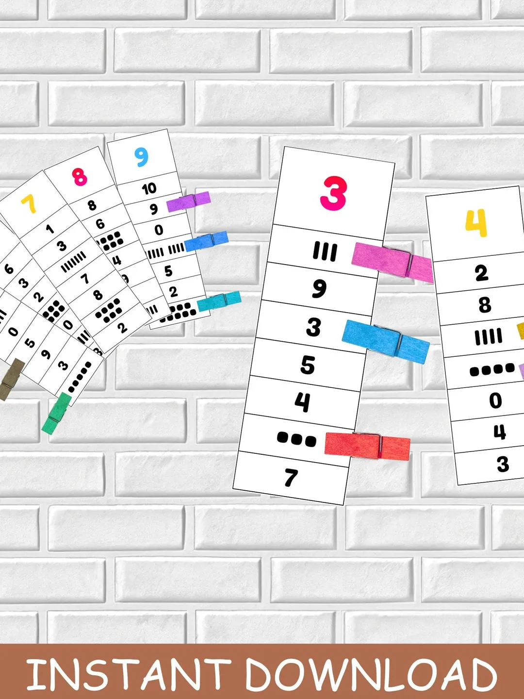 Number Clip Cards 1-10, Preschool Activity (PDF)