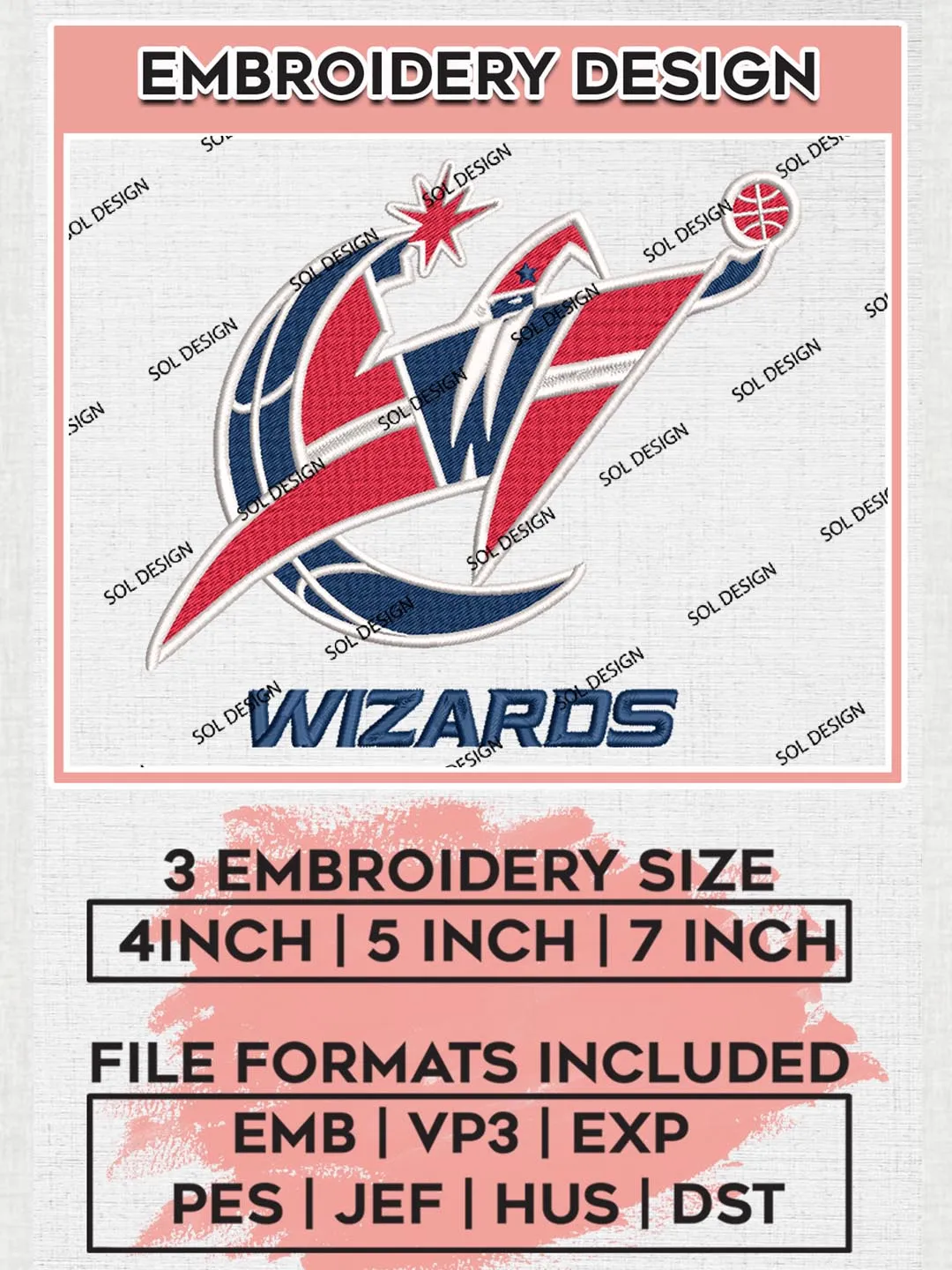 NBA Washington Wizards Machine Embroidery Designs, Washington Wizards ...