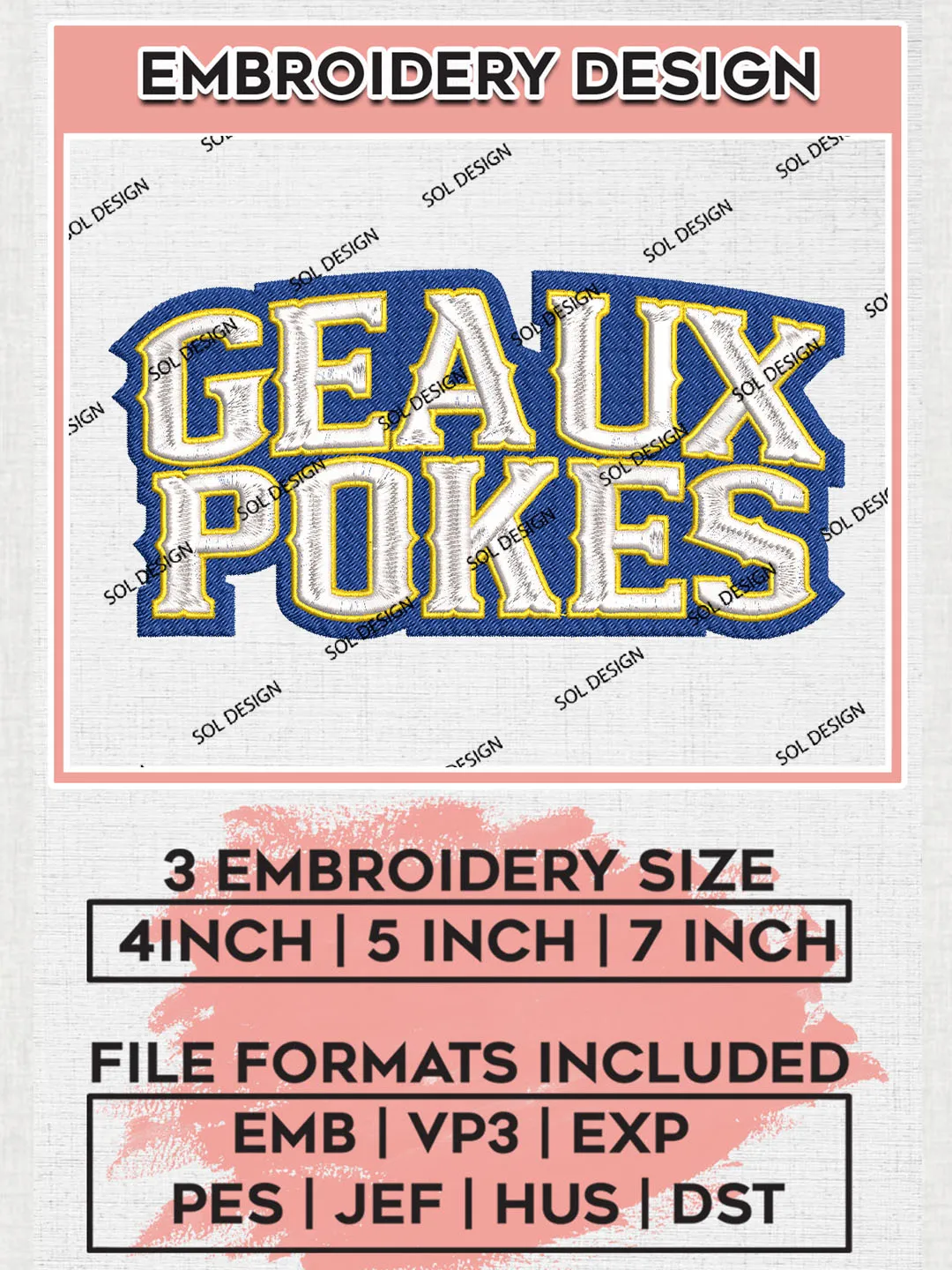 Geaux Pokes Team Logo Embroidery Design Files, NCAA McNeese Cowboys ...