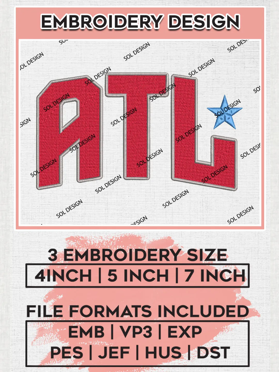 WNBA ATL Atlanta Dream Wordmark Logo Embroidery Files, WNBA Dream Team ...