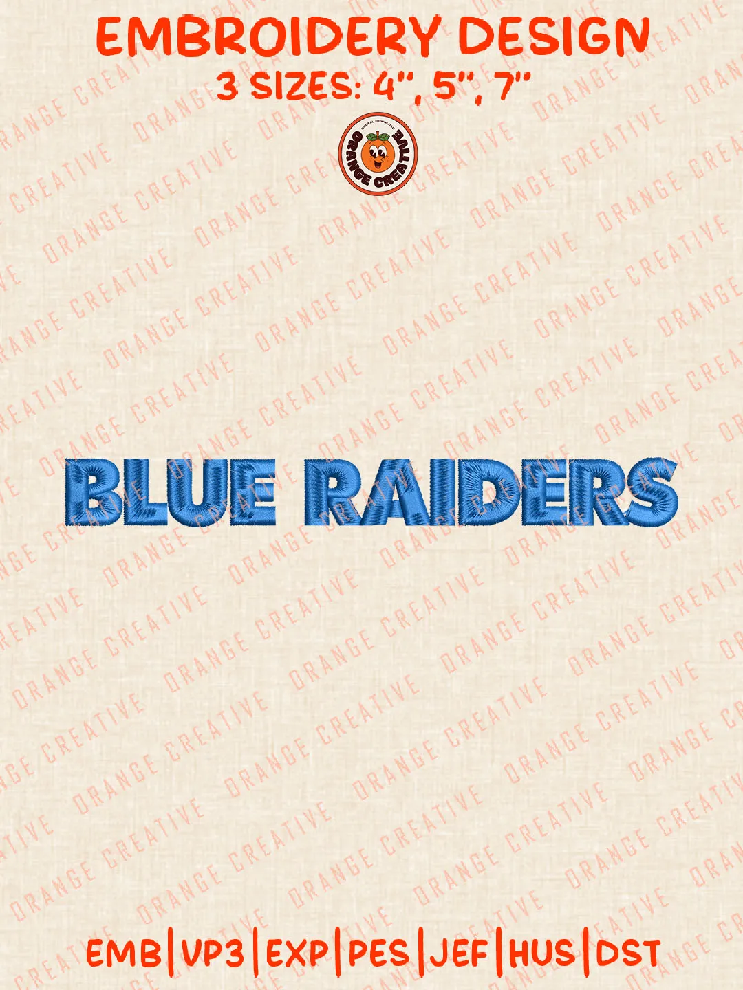 NCAA Blue Raiders Wordmark Logo Embroidery Files, NCAA Middle Tennessee ...