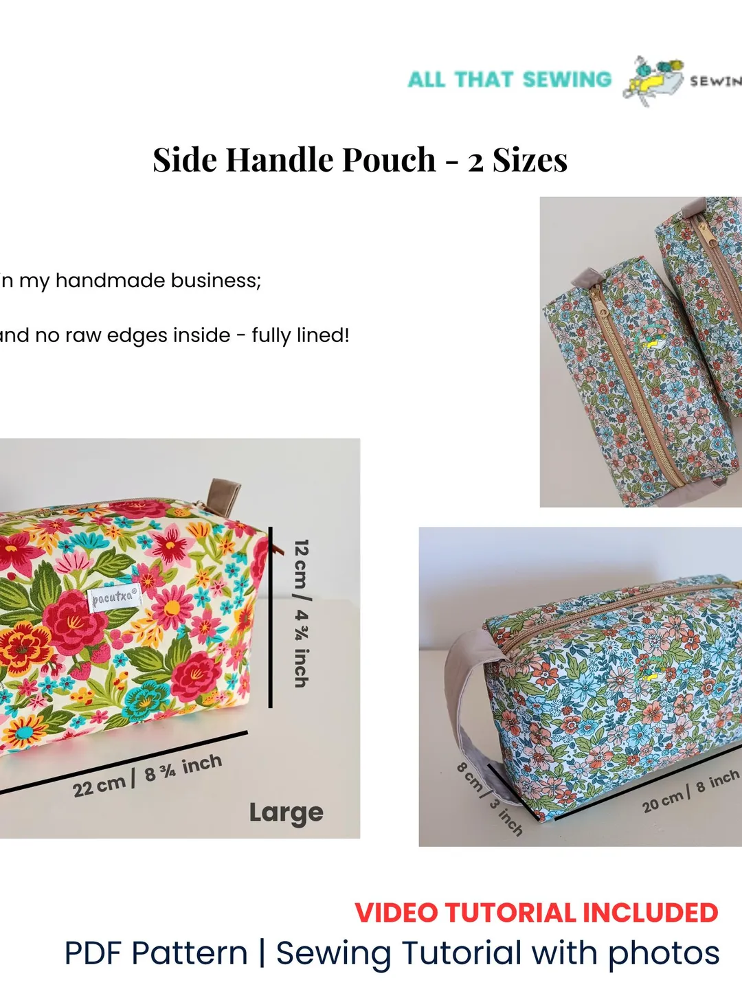 Zipper Pouch Set Pattern, Easy Zipper Pouch for Beginner Sewing Pattern ...