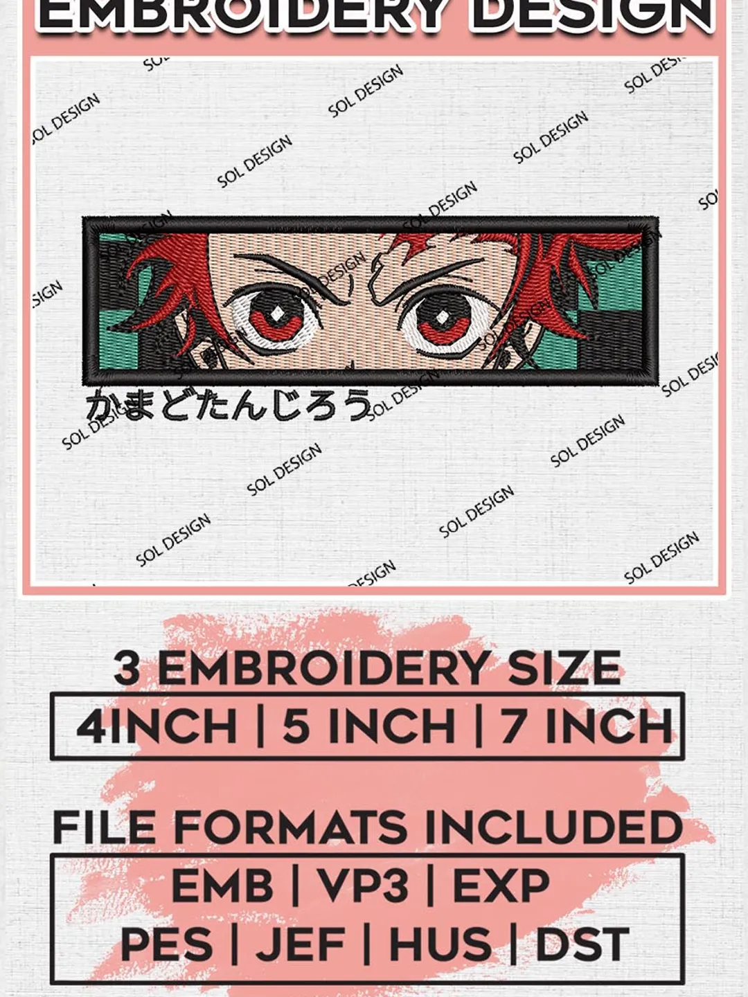 Tanjiro frame embroidery design, Tanjiro embroidery, Anime design ...