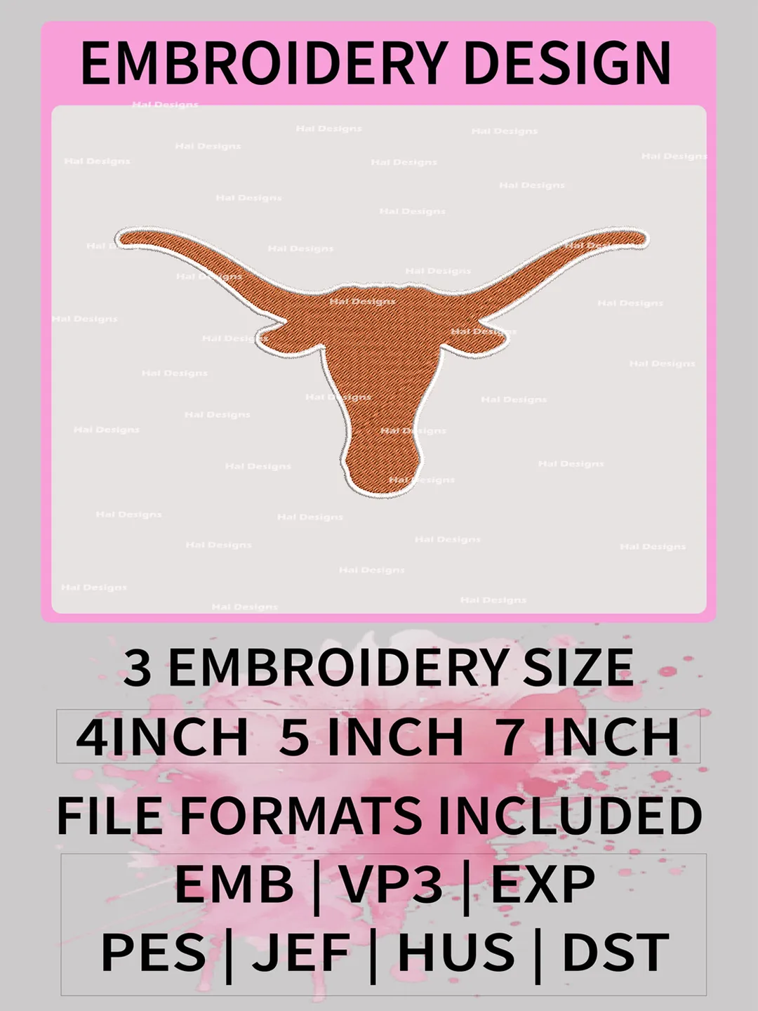 NCAA Texas Longhorns Embroidery File, 3 Sizes, 6 Formats, NCAA Machine ...
