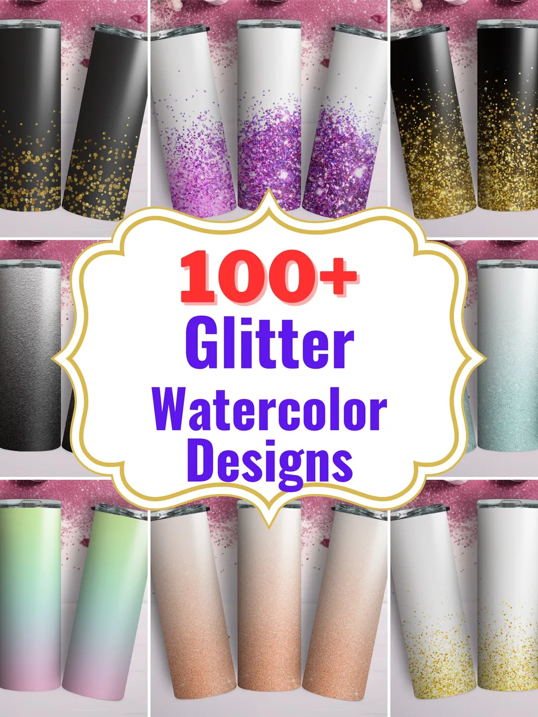 Glitter Tumbler Wrap Bundle: 20oz Skinny Sublimation Designs (Digital ...