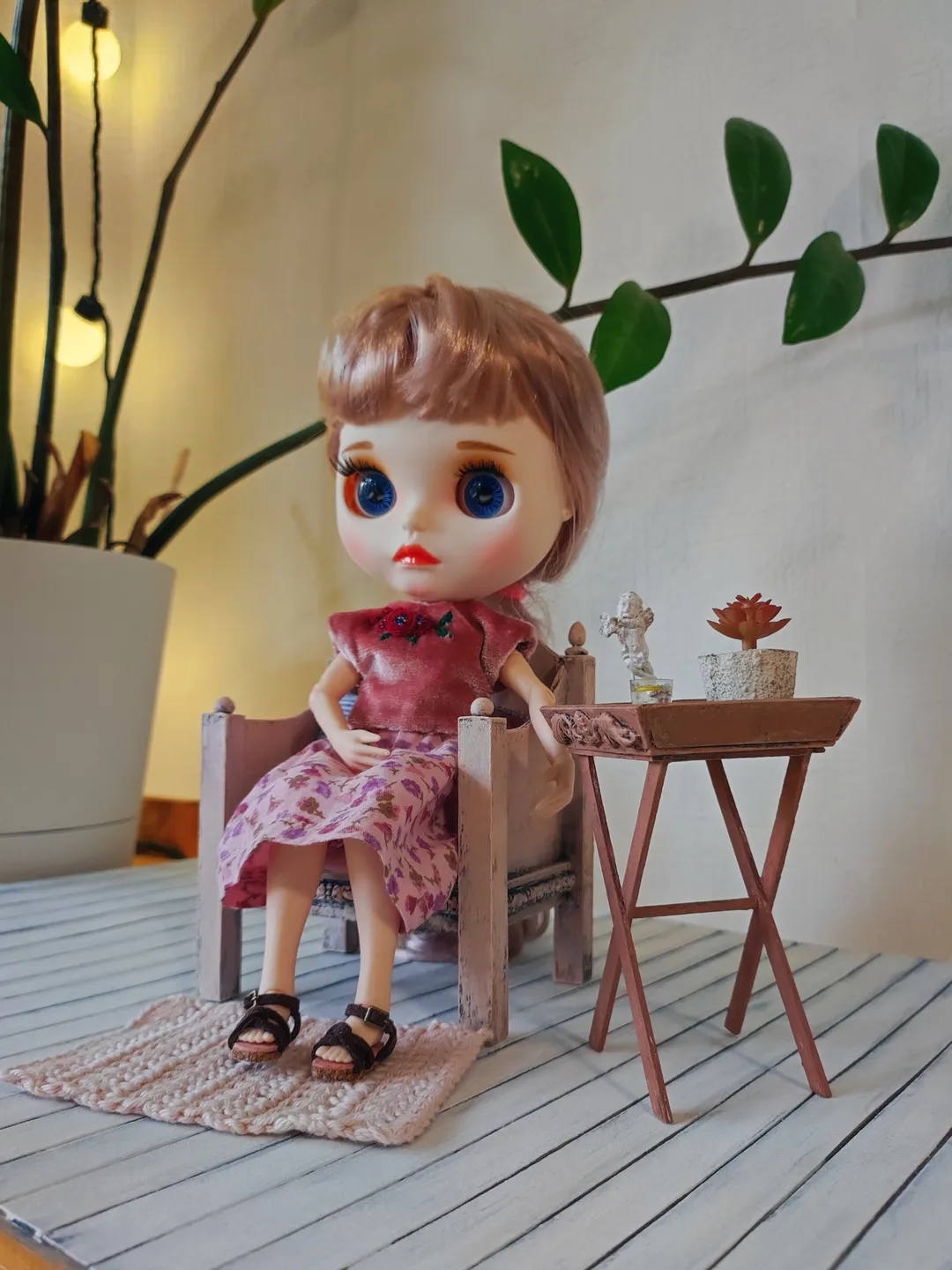 Dollhouse Furniture Set with armchair and accessories for dolls scale 1/6
