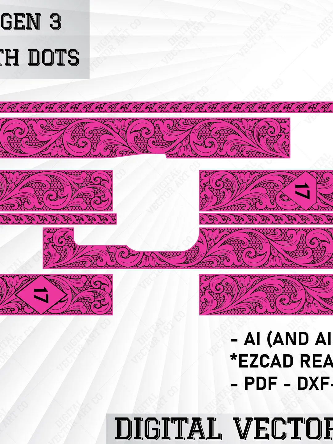 Glock 17 Gen 3 Scroll Ornamental with Dots Engraving Design – engraving ...