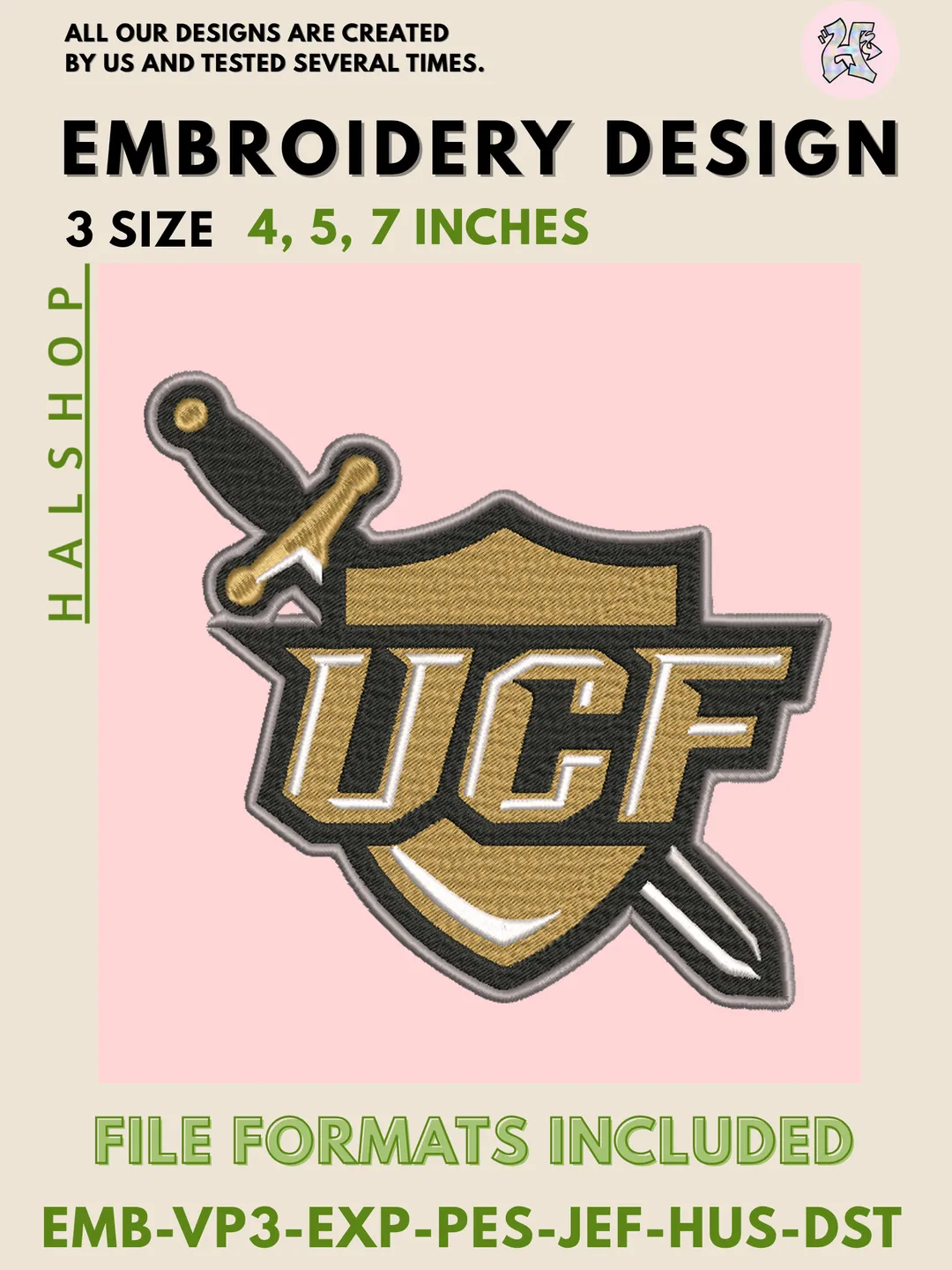 UCF Knights NCAA Logo Machine Embroidery Design – College Sports ...