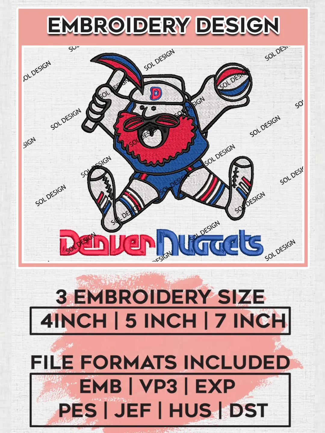 NBA Denver Nuggets Mascot Embroidery Designs, Denver Nuggets Embroidery ...