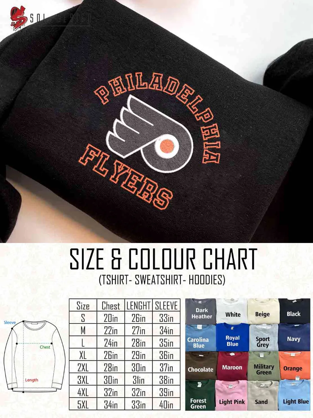 Philadelphia Flyers NHL Team Embroidered Sweatshirt, NHL Philadelphia ...