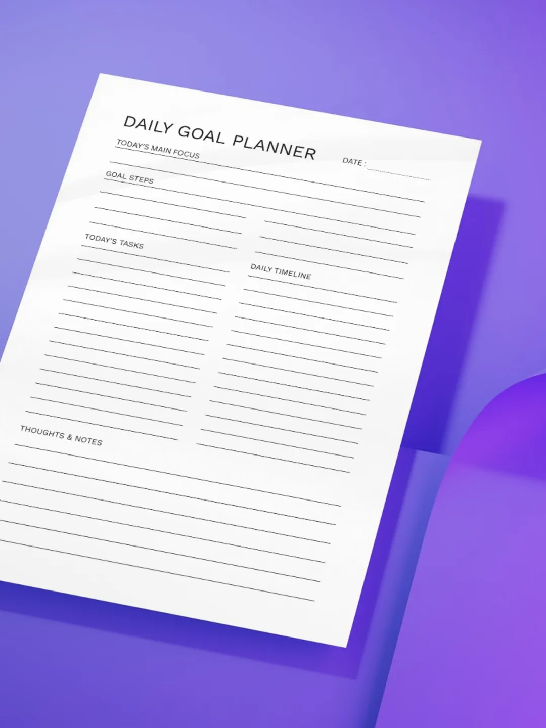 Minimalist Daily Goal Planner, Undated To Do List Printable (A4)