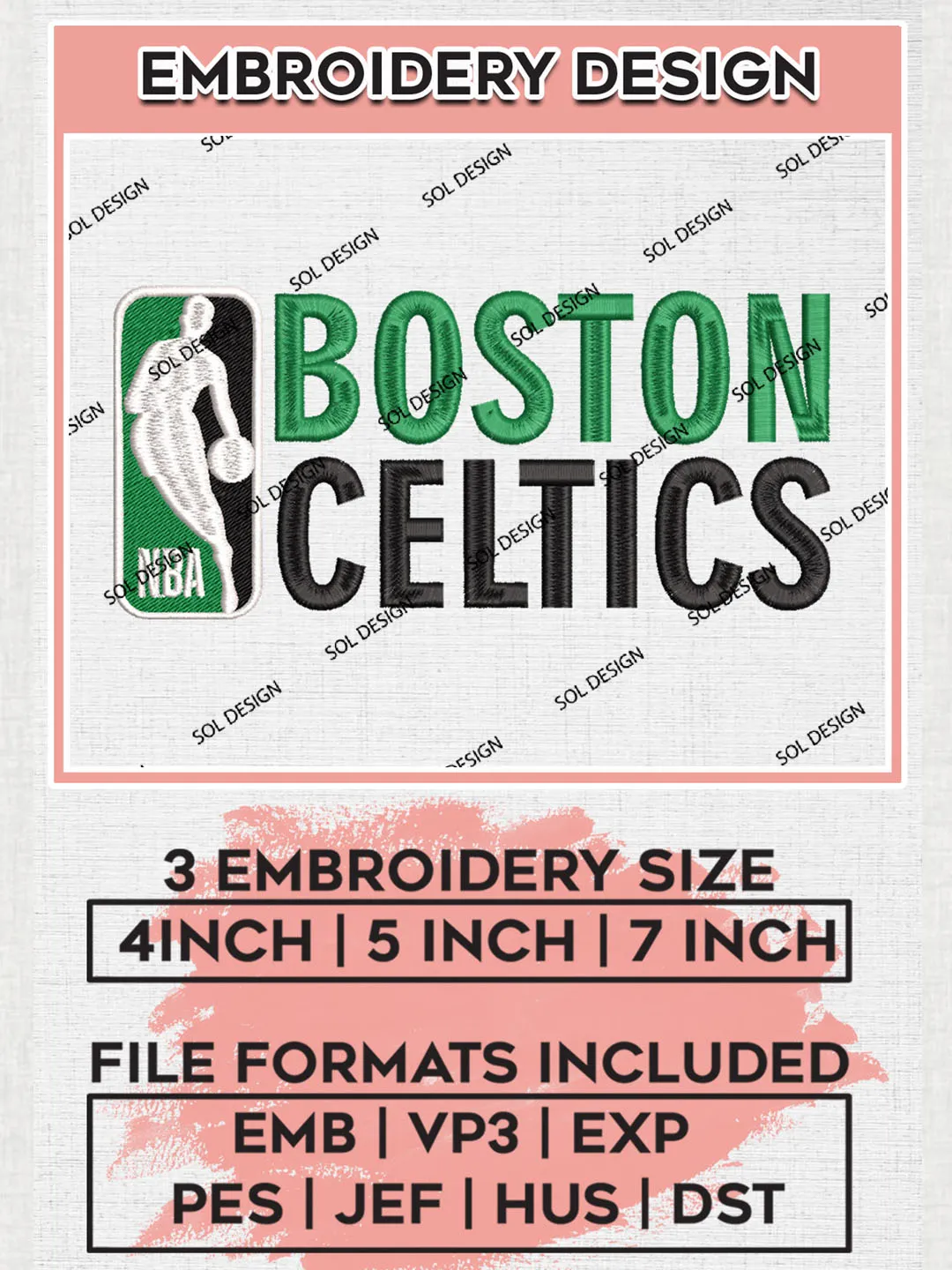 Boston Celtics Wordmark Logo Embroidery Designs, NBA Boston Celtics ...