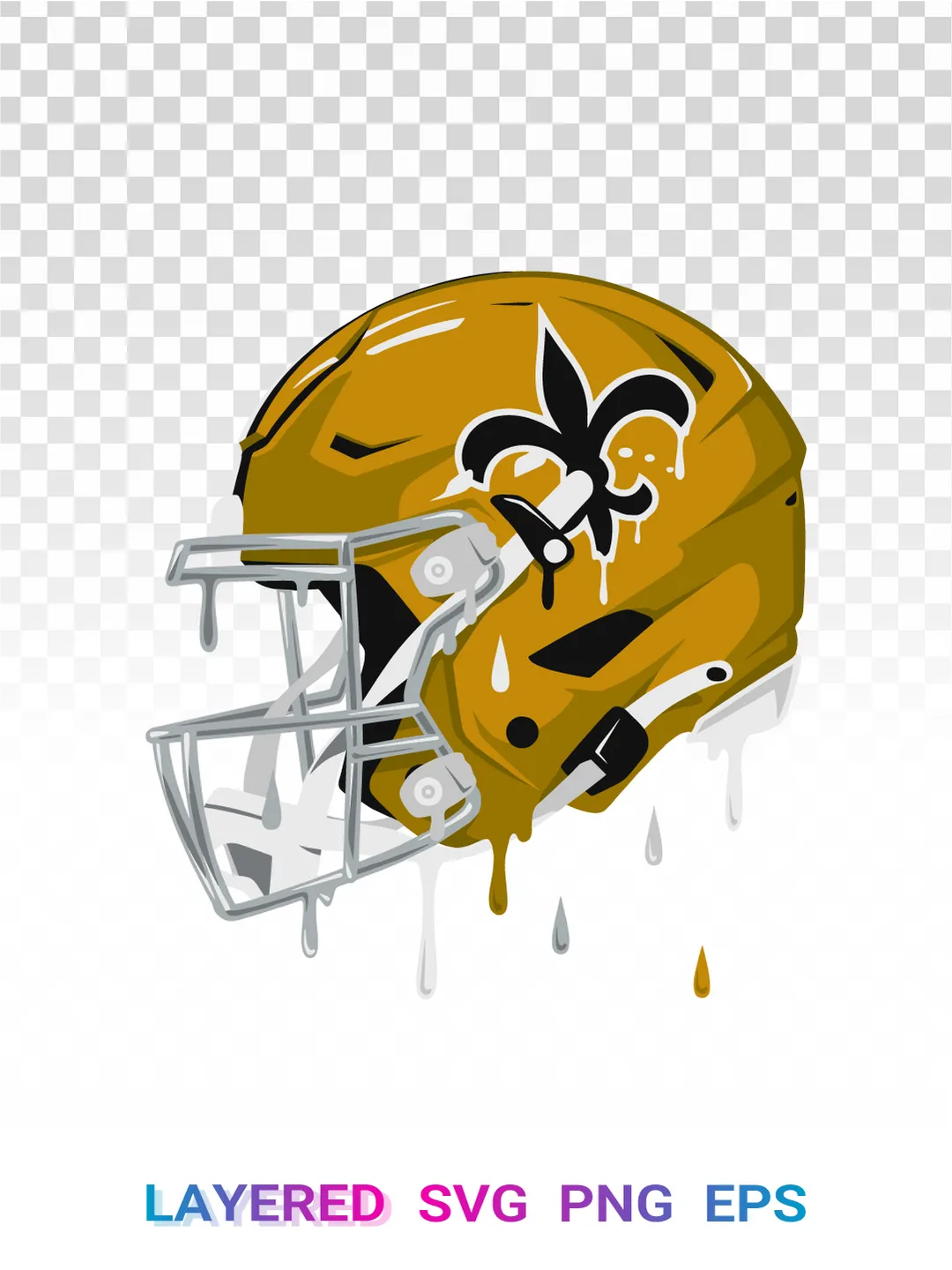 Dripping New Orleans Saints Helmet SVG - Edgy Layered Football Vector ...