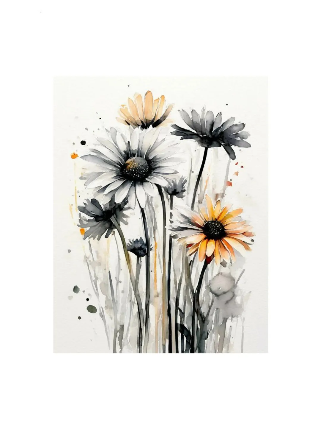 Daisies Poster Digital Instant Download Black&White Daisies Art Print ...