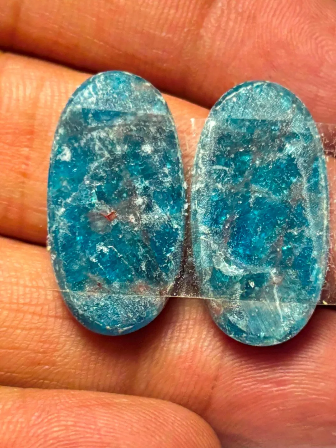 Natural Blue Apatite Pair: Flat Back Gemstone, 41.10 Cts
