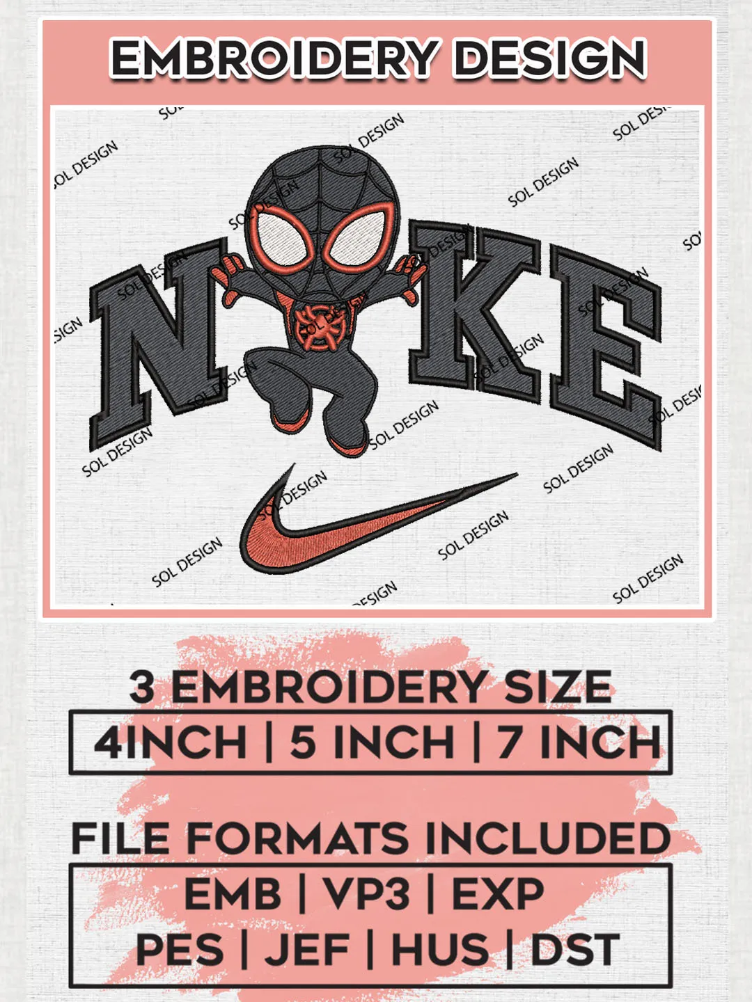 Ni.kee Spiderman Miles Morales Embroidery Designs, Spiderman Embroidery ...