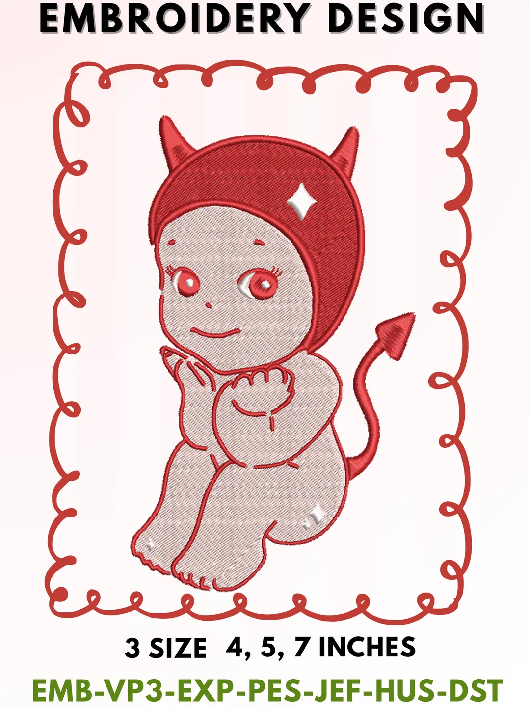 Sonny Angel Devil Embroidery Design, Cute Devil Sonny Angel Machine ...