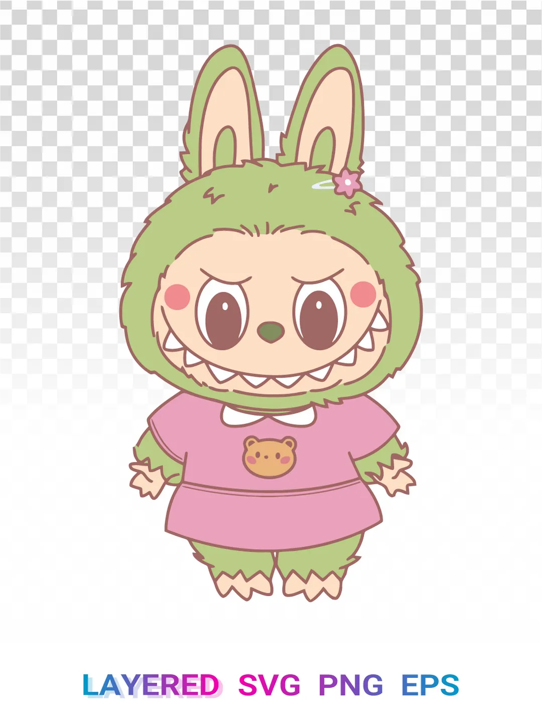 Labubu SVG, The Monsters Face PNG, Pop Mart Clipart Cricut