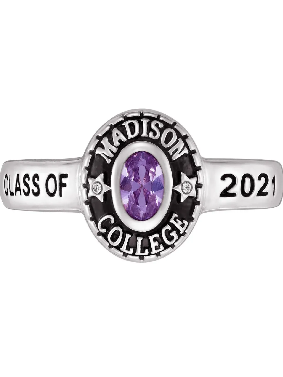 Custom University Class Ring 2025 – 925 Sterling Silver Oval Birthstone ...