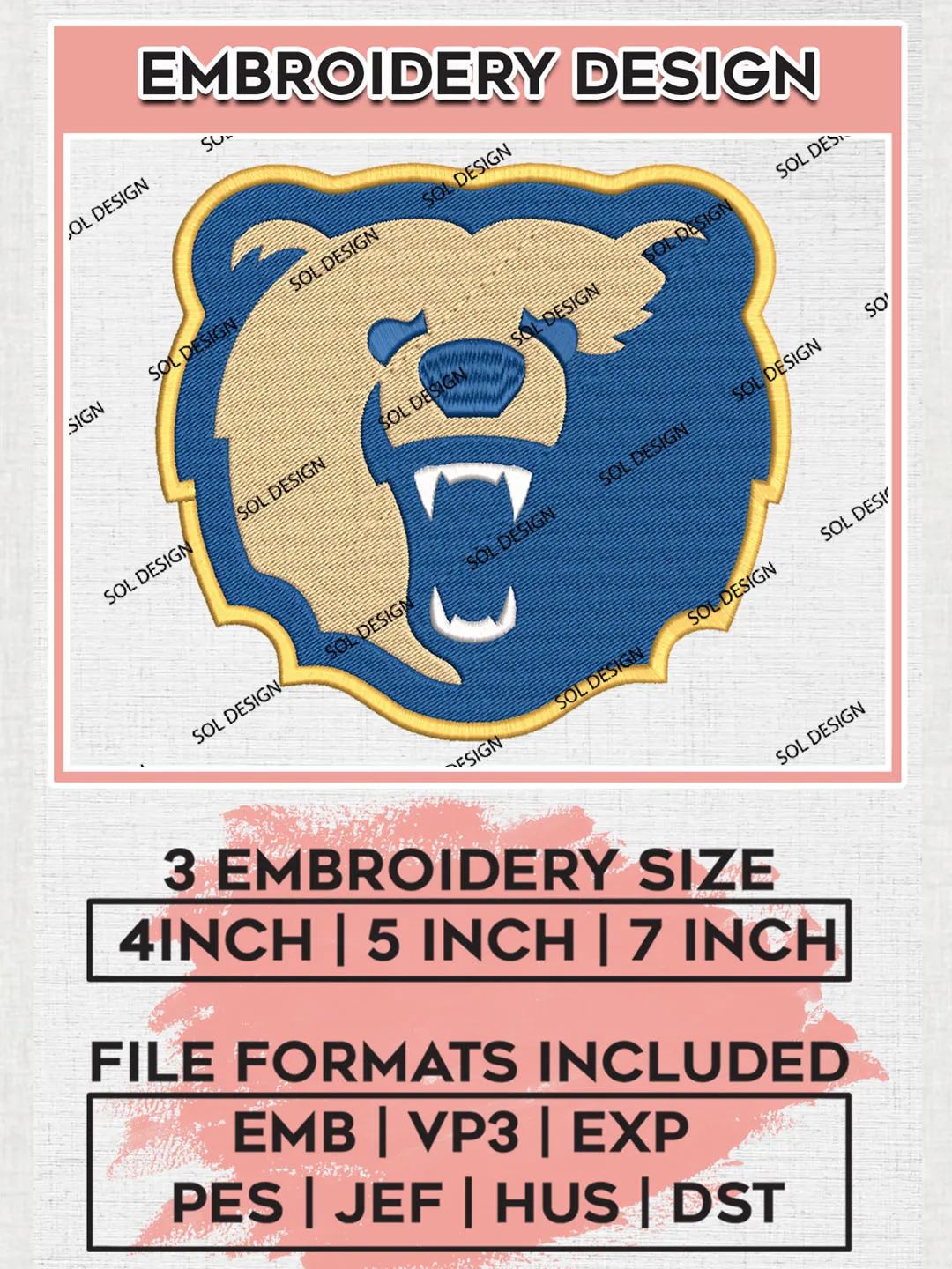 Morgan State Bears Logo Machine Embroidery Design, NCAA Morgan State ...