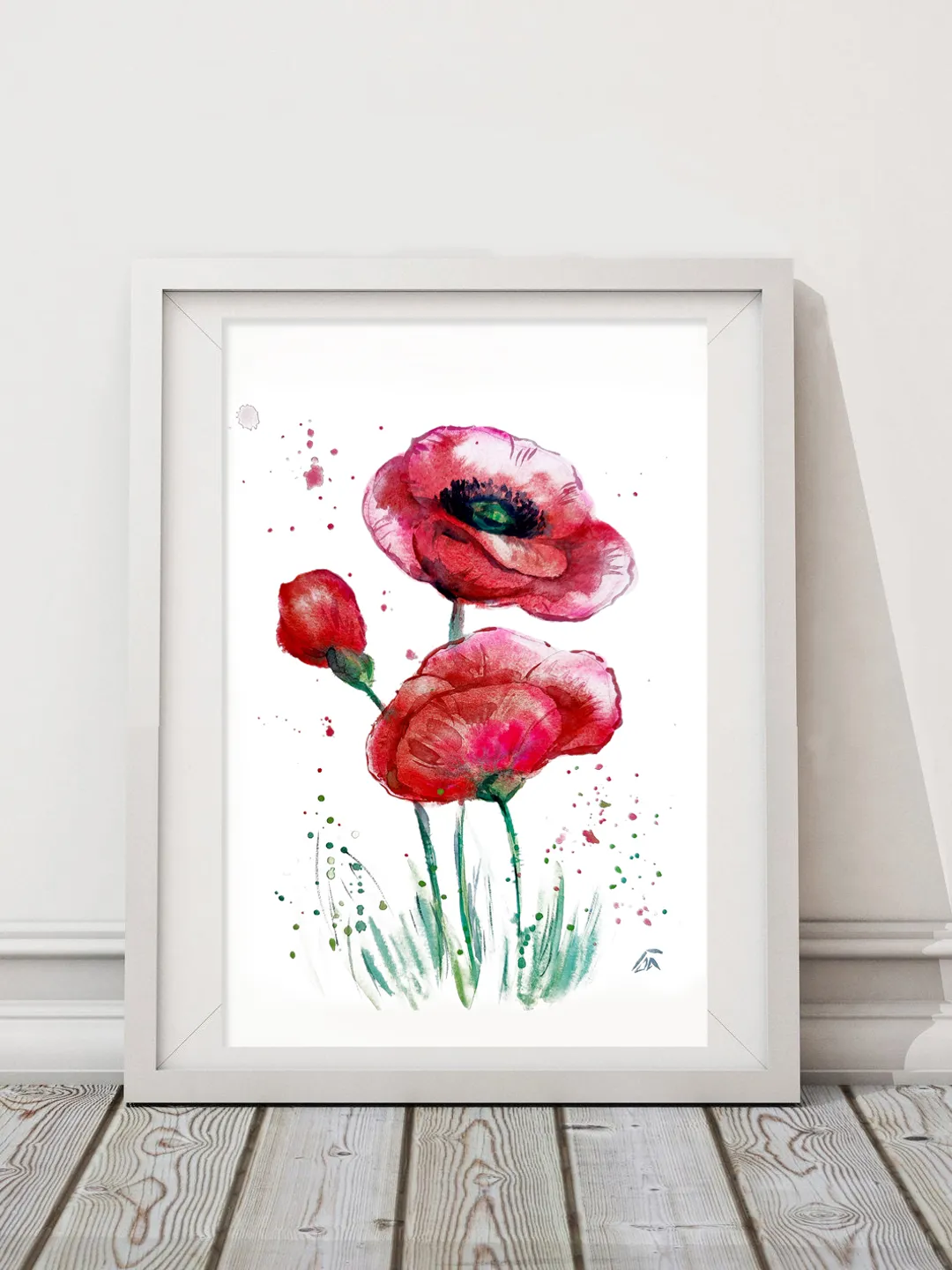 Poppies Watercolor Printable Files Digital Download Jpeg Art Wall Print