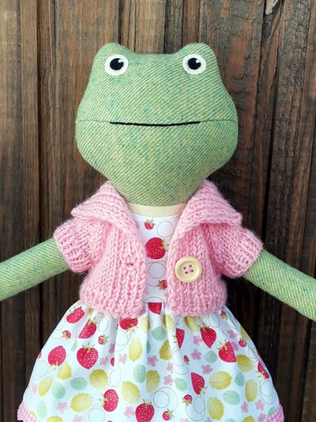 Green frog boy, handmade plush toad, frog wool stuffed doll