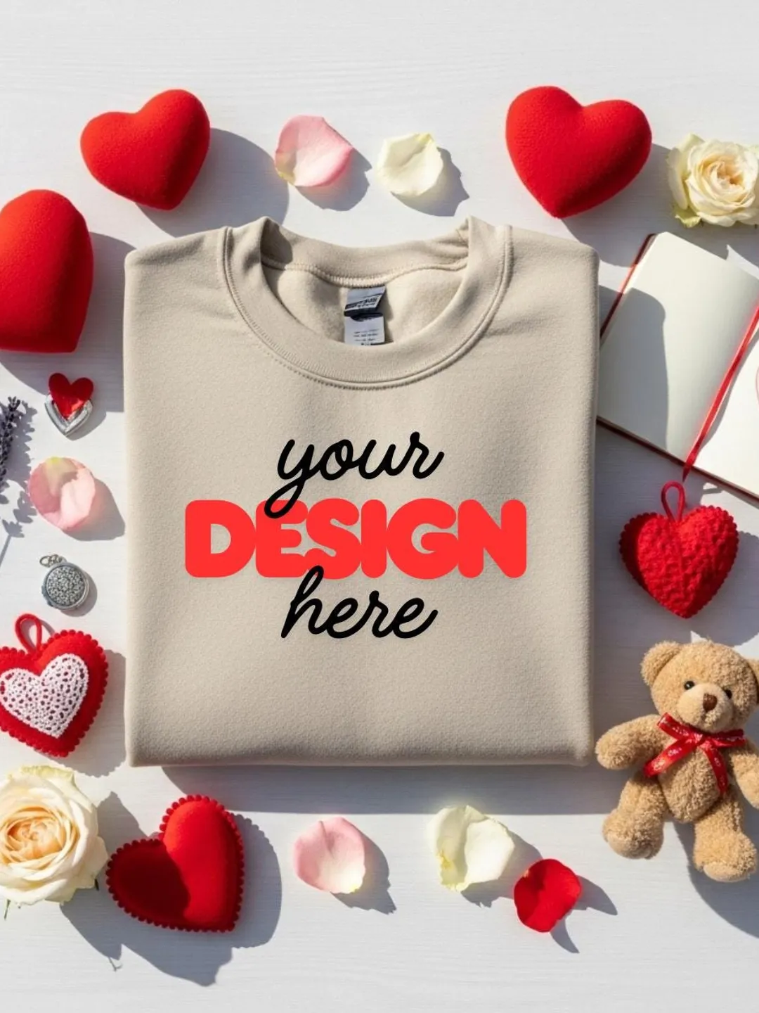 Valentine Sweatshirt Mockup Bundle | Neutral Flat Lay (Digital Download)