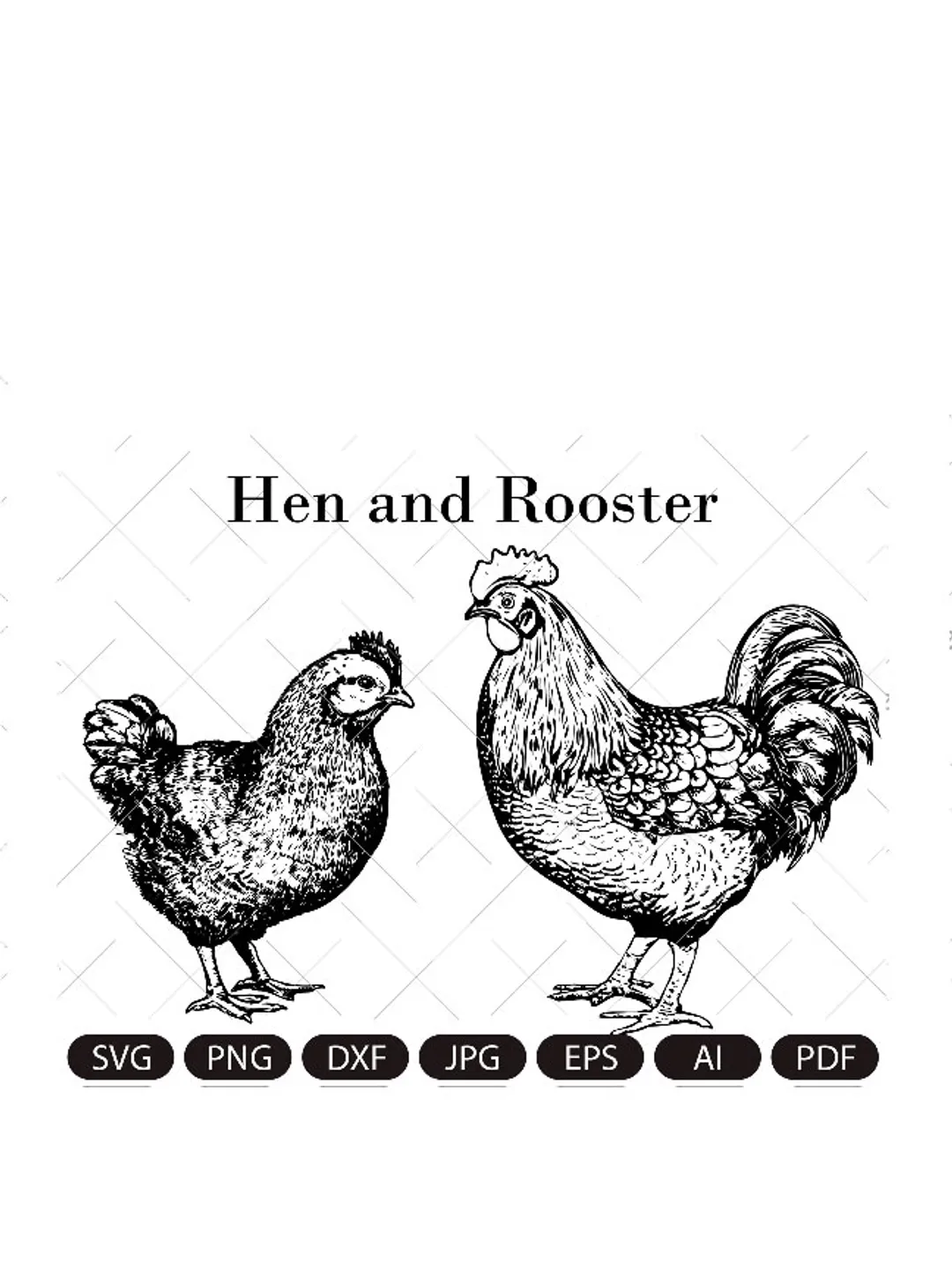 Hen and rooster svg, portrait of hen and rooster, Domestic poultry svg ...