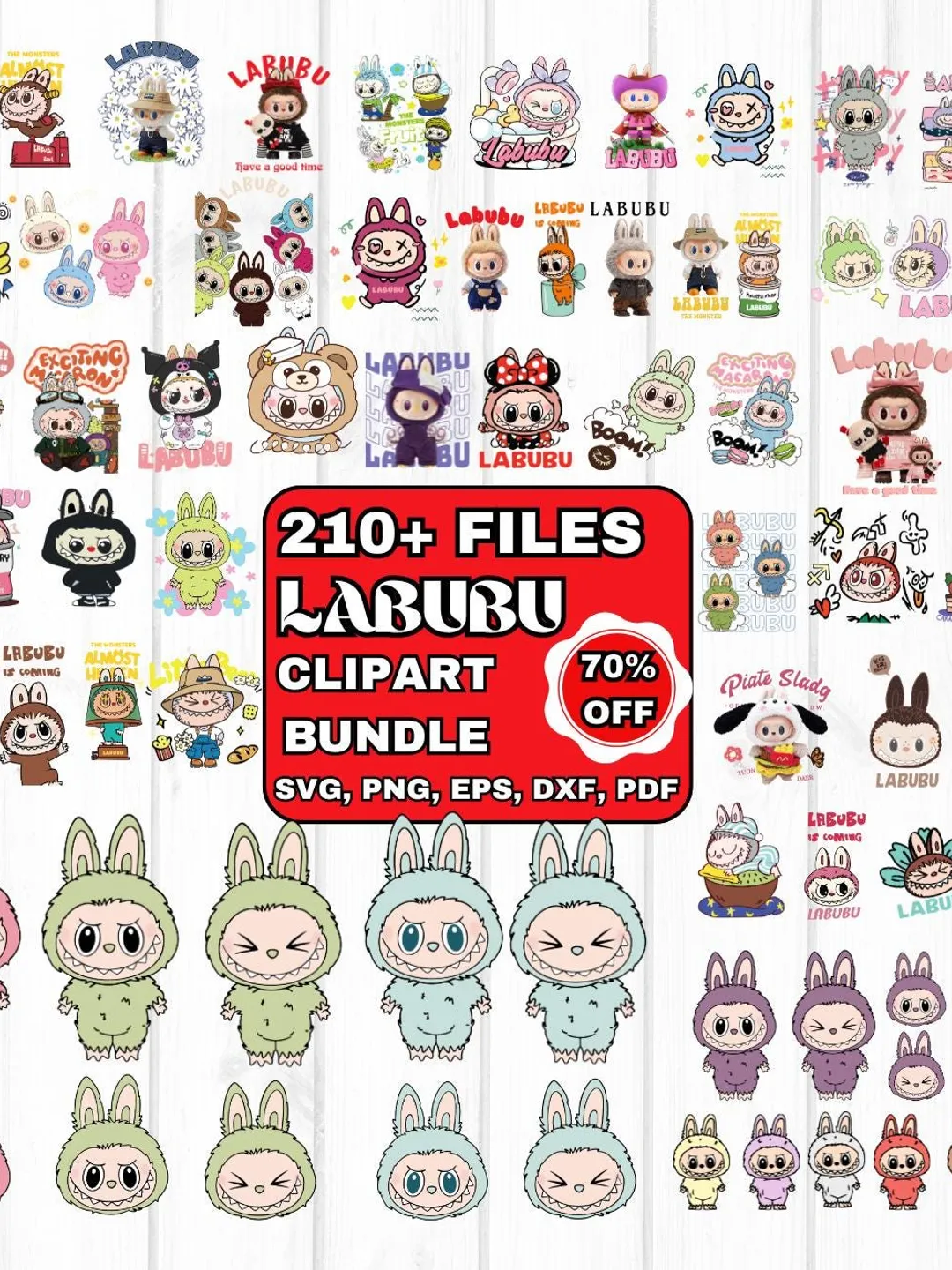 25 Labubu Designs PNG, SVG, EPS, dxf & pdf Bundle, Vector Digital File ...