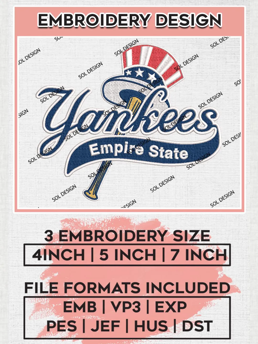 Yankees Empire State Logo Embroidery Files, MLB New York Yankees Team ...