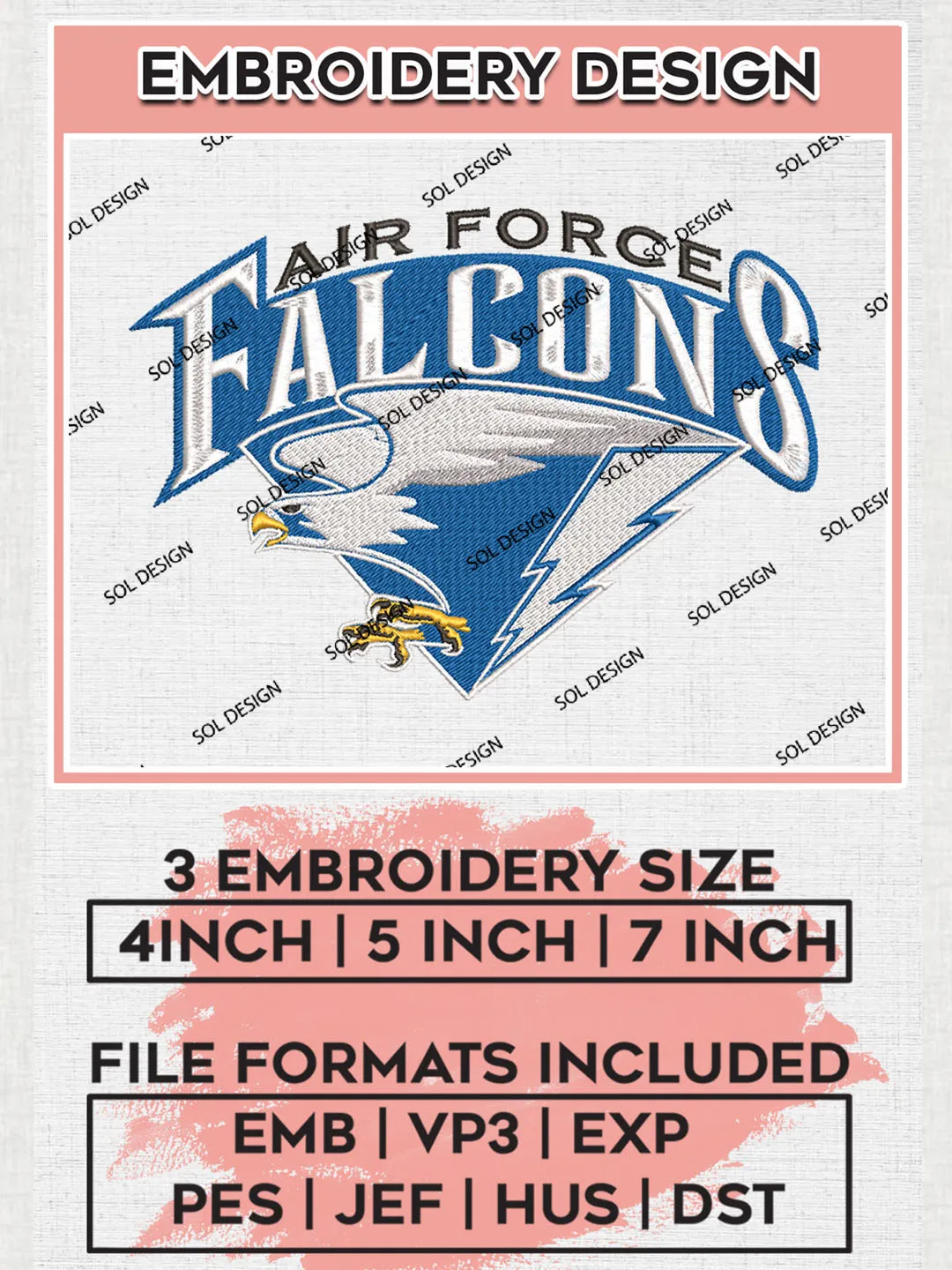 Air Force Falcons College Football Team Logo embroidery designs, NCAA ...