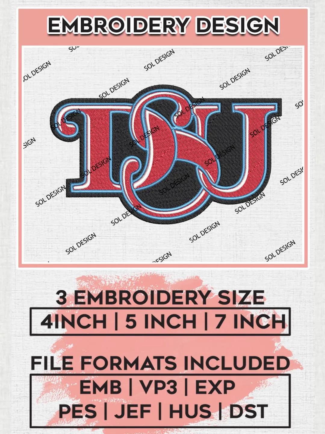 NCAA DSU Hornets Team Logo Machine Embroidery Design, NCAA Delaware ...