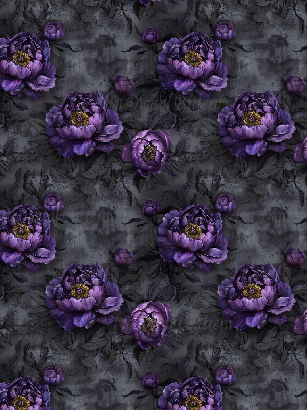 Seamless watercolor blue peony pattern, digital paper, floral pattern ...