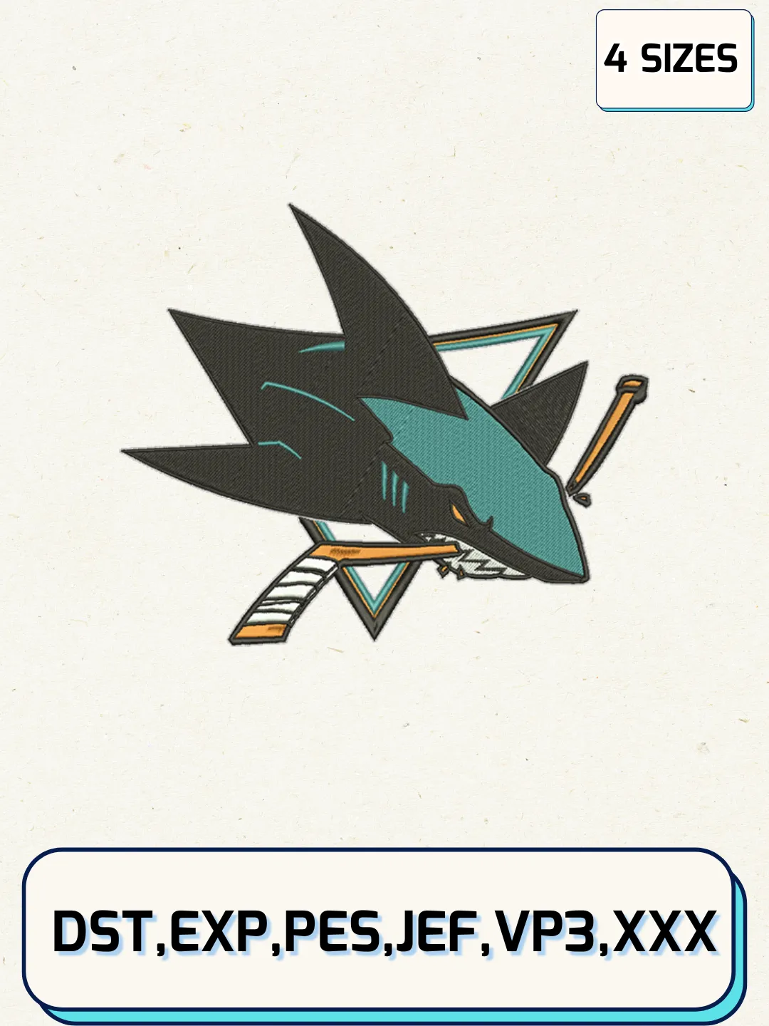 San Jose Sharks Logos Embroidery Design Files, NHL Logos Embroidery ...