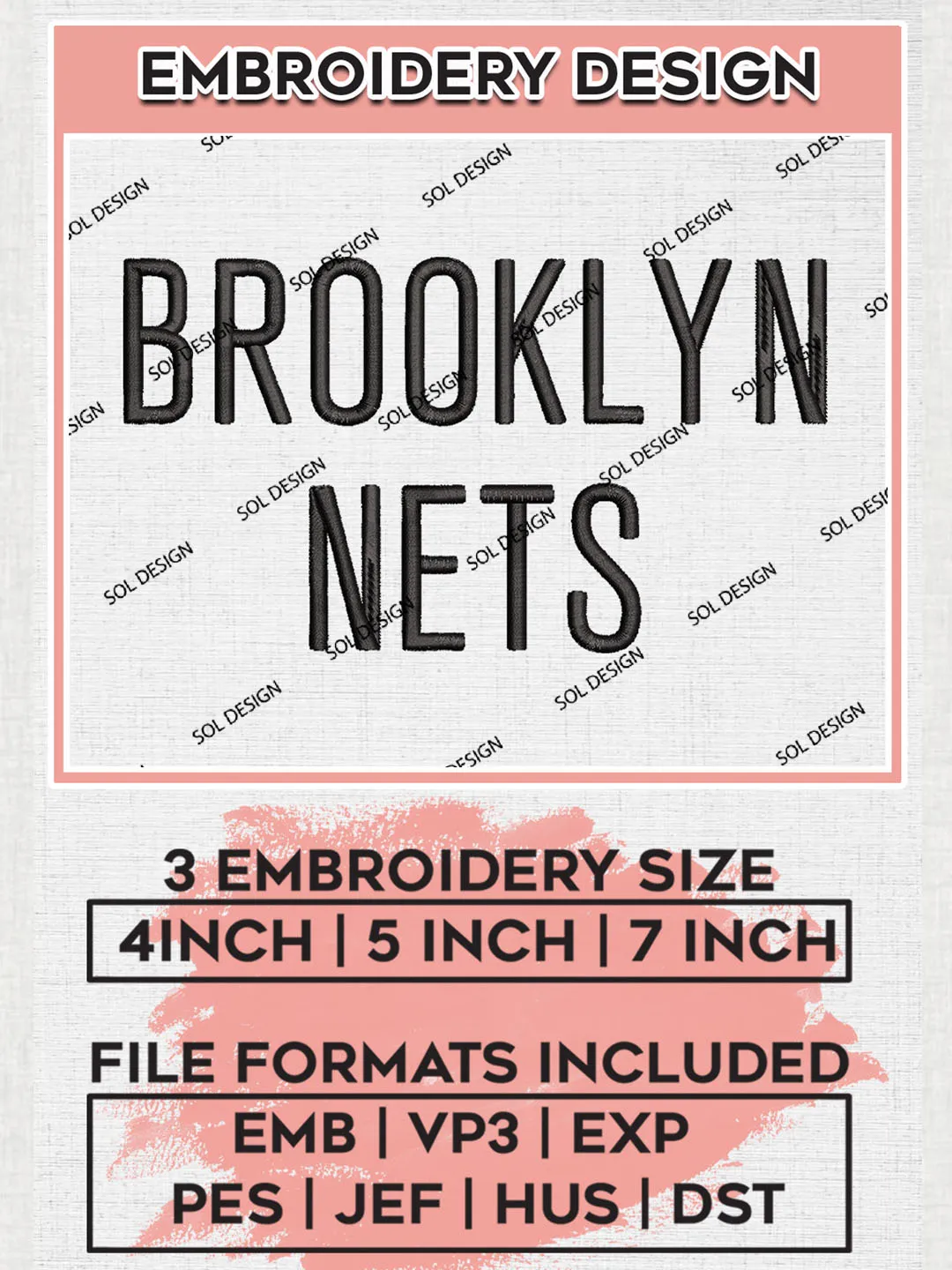 NBA Brooklyn Nets Wordmark Logo Embroidery Designs, Brooklyn Nets ...
