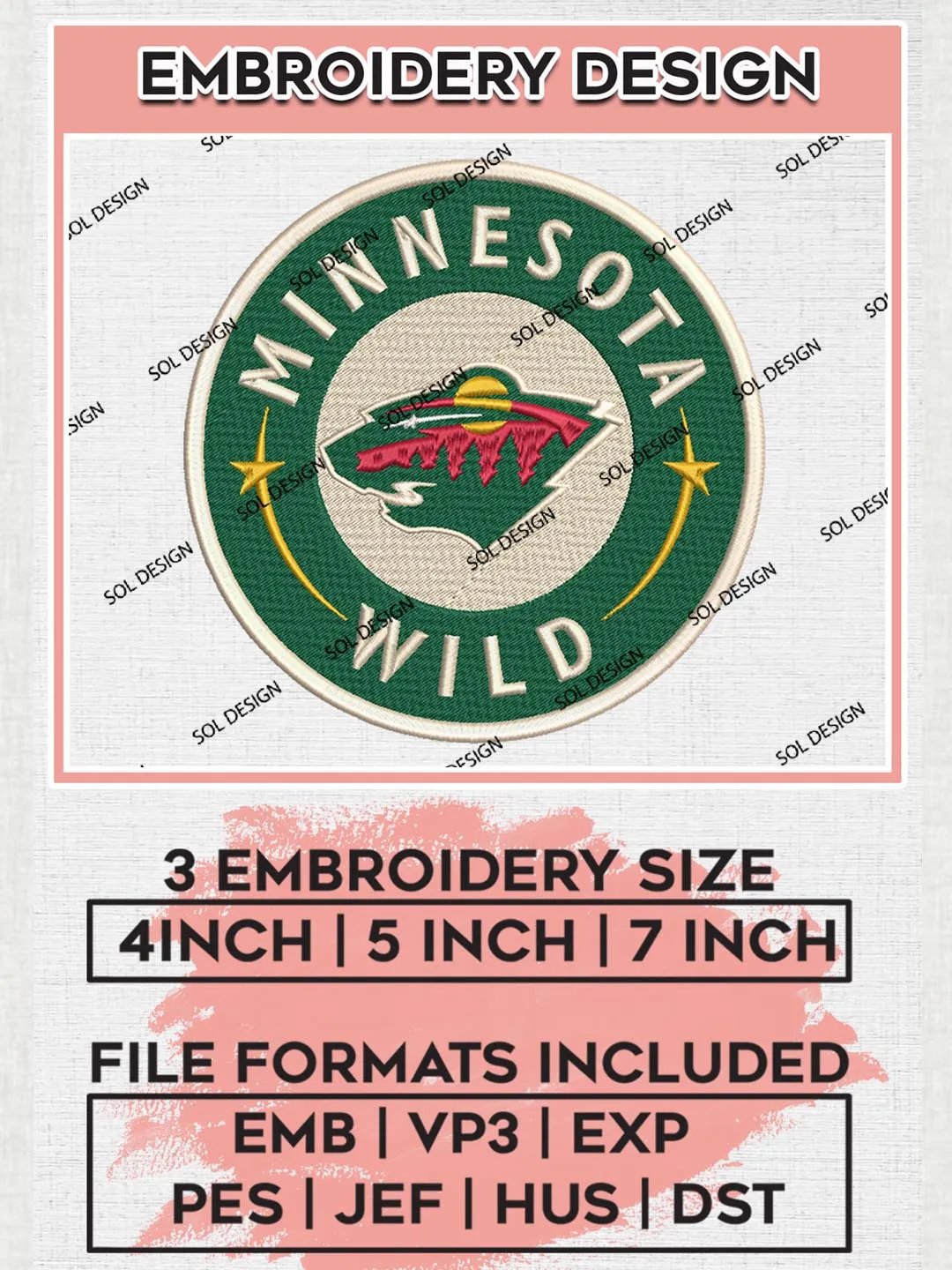 Minnesota Wild NHL Team Word Logo Embroidery Designs, NHL Minnesota ...