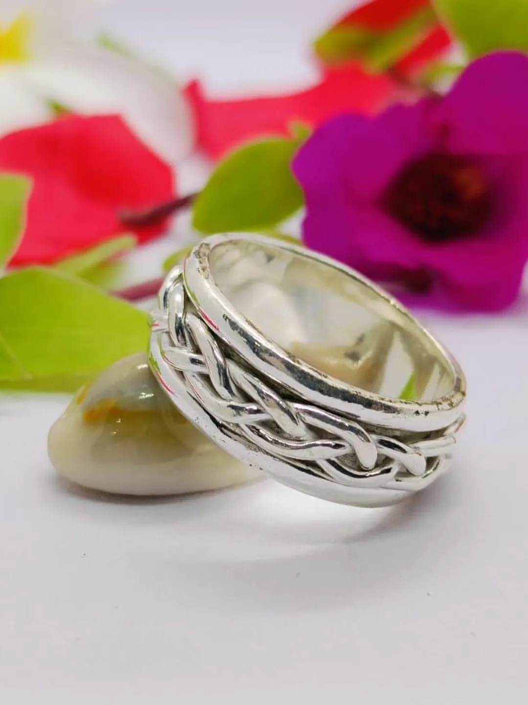 Handmade Sterling Silver Braided Ring: Woven Boho Band