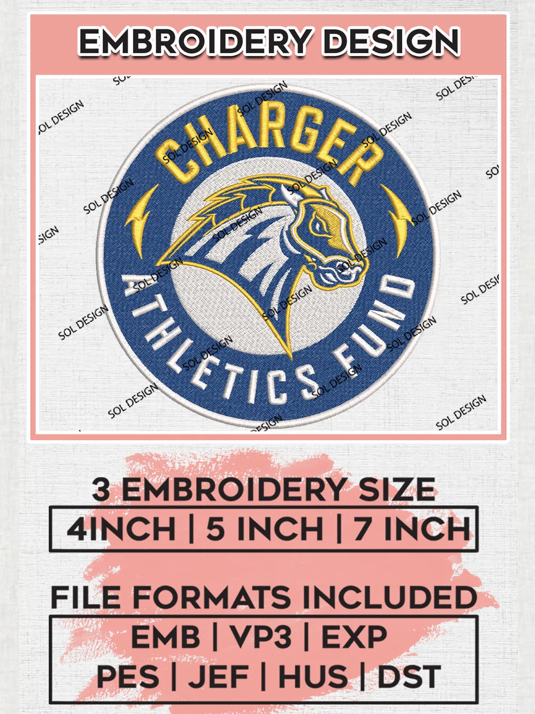 NCAA Chargers Team Athletics Fund Logo Embroidery Design Files, NCAA ...
